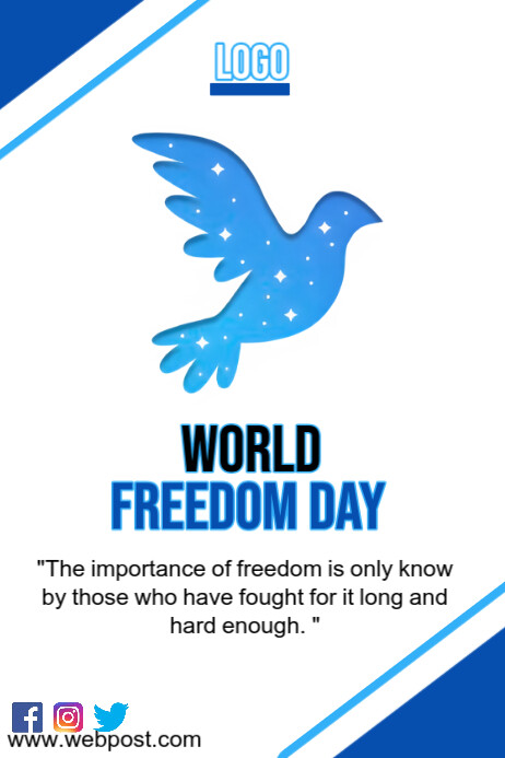 White Maximalist World Freedom Day Poster Templat | PosterMyWall