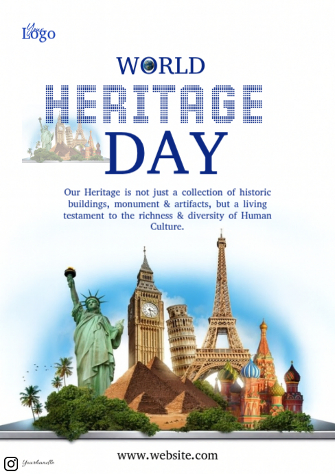 White Maximalist World Heritage Day Poster A5 Template | PosterMyWall