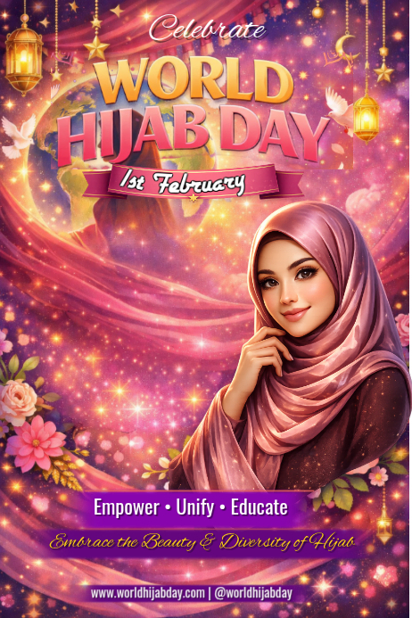 White Maximalist World Hijab Day Poster Templat | PosterMyWall