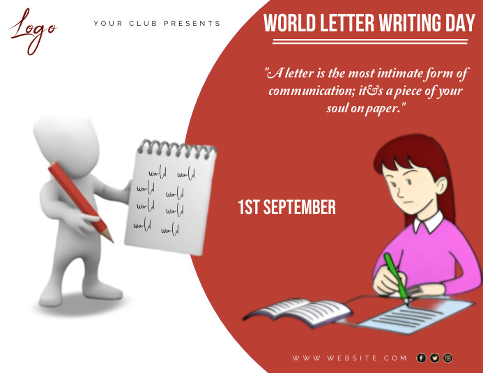 White Maximalist World Letter Writing Day Fly Template | PosterMyWall
