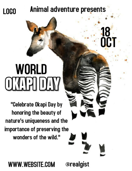 White Maximalist World Okapi Day Flyer (us Letter) Templat | PosterMyWall