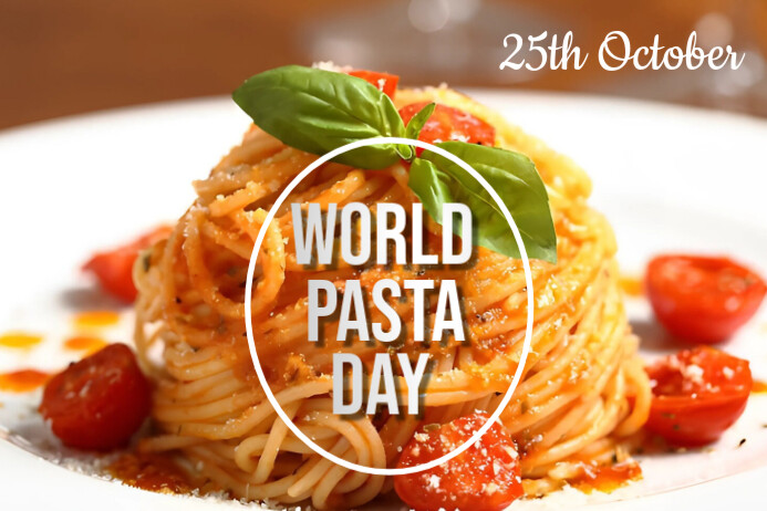 White Maximalist World Pasta Day Poster Template | PosterMyWall