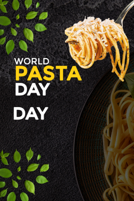 White Maximalist World Pasta Day Poster Template | PosterMyWall