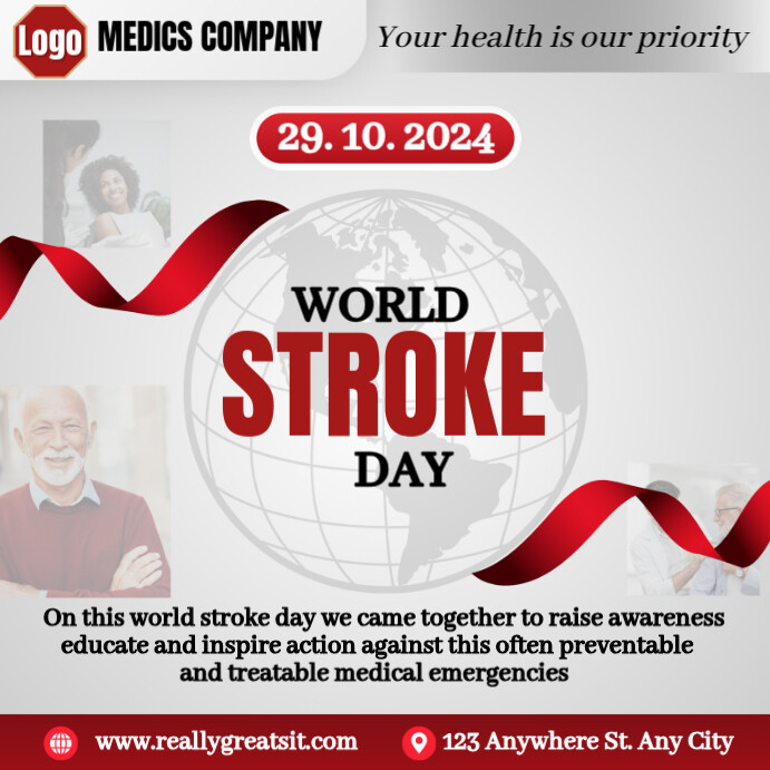 Copy of White Maximalist World Stroke Day Online Design Flyer/template Instagram Post | PosterMyWall