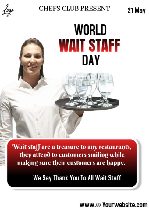 Copy of White Maximalist World Wait Staff Online Design Flyer/template ...