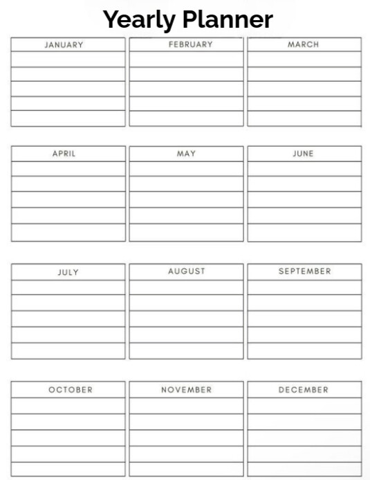 Yearly planner Template | PosterMyWall
