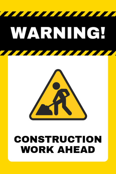 White Maximalist Yellow And Black Construction Work Warning Poster ...