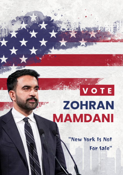 White Maximalist Zohran Mamdani Election Poster Template A4 | PosterMyWall
