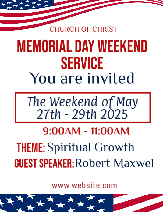 Modèle White Memorial Day Church Service Flyer (us Letter) | PosterMyWall