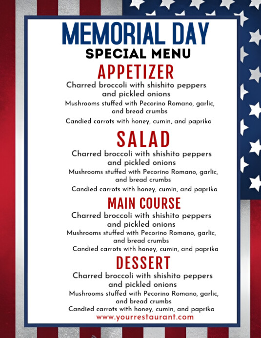 Copy of White Memorial Day Special Menu Flyer (us Letter) | PosterMyWall