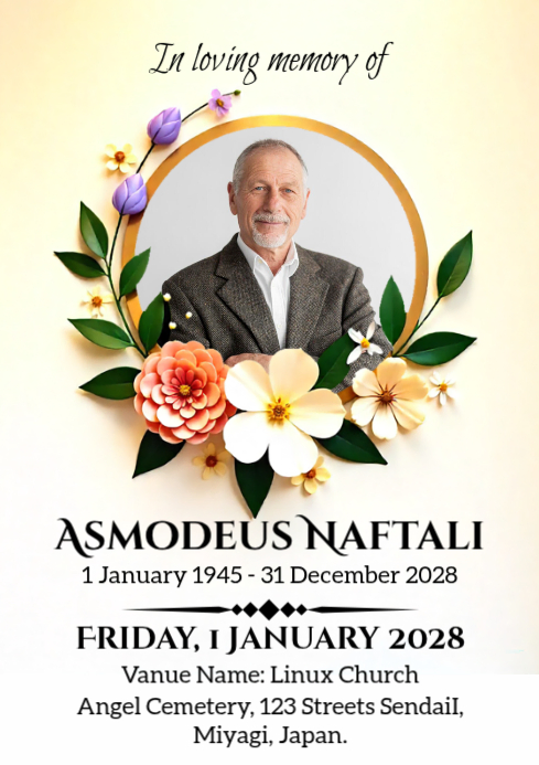 White Memorial Service A4 Template | PosterMyWall