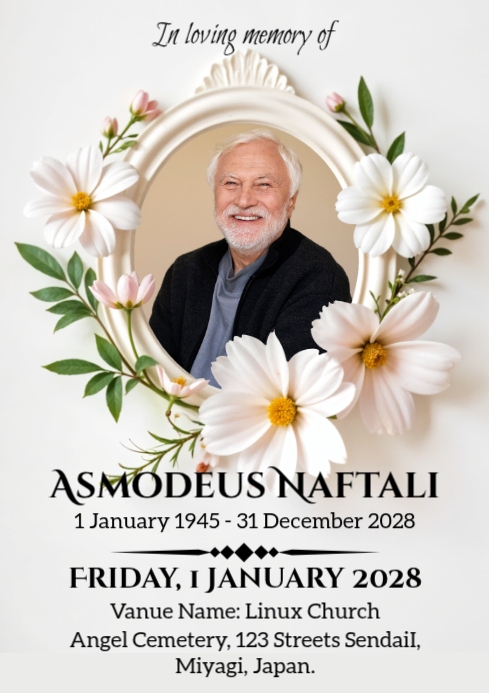 White Memorial Service A4 Template | PosterMyWall