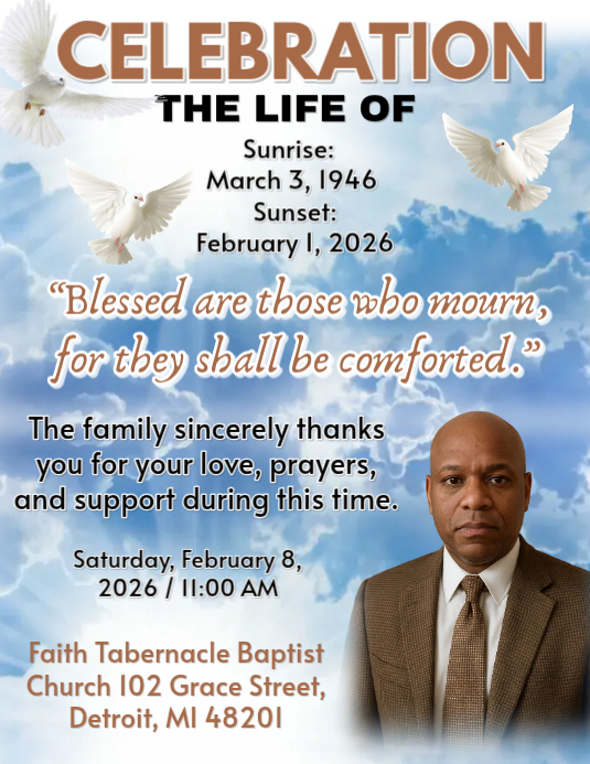 White Memorial Service Flyer Template | PosterMyWall