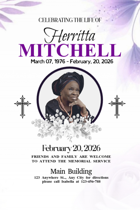White Memorial Service Poster Template | PosterMyWall