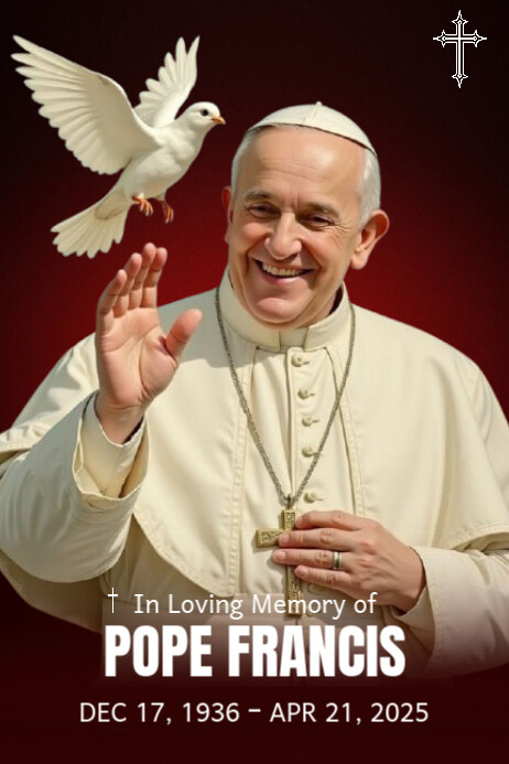 White Memory Of Pope Francis Poster Template | PosterMyWall