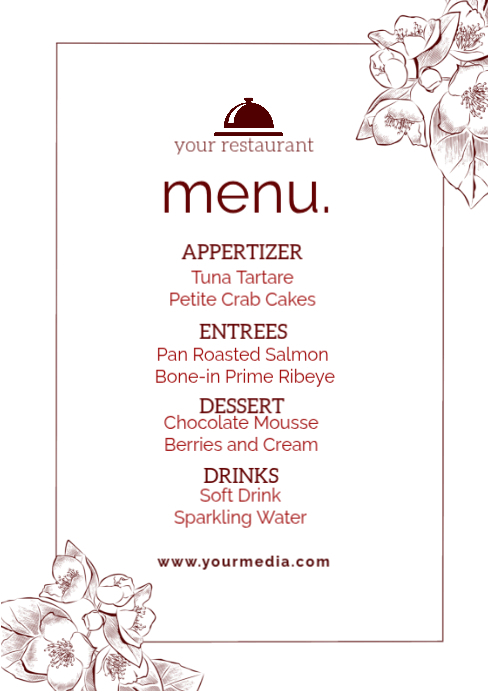 White Menu A5 Template | PosterMyWall