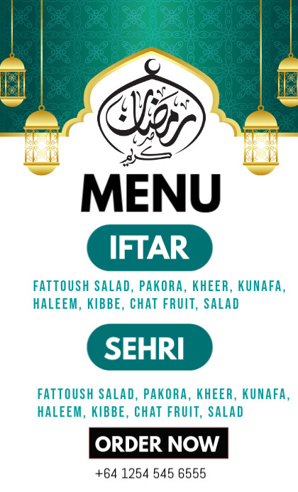 White Menu Iftari And Sehri Template | PosterMyWall