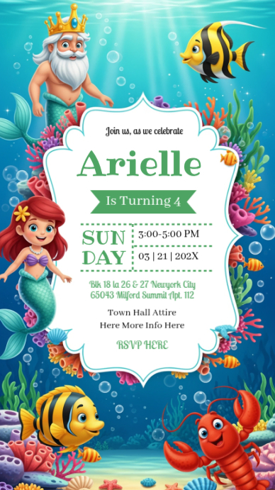 White Mermaid Birthday Party Instagram Story Template | PosterMyWall