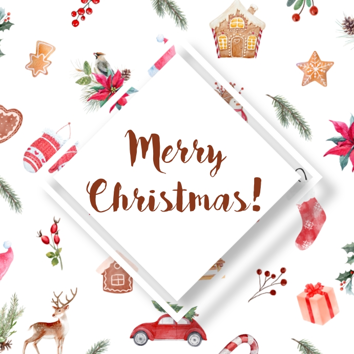 Copy of White Merry Christmas Instagram Post Card | PosterMyWall