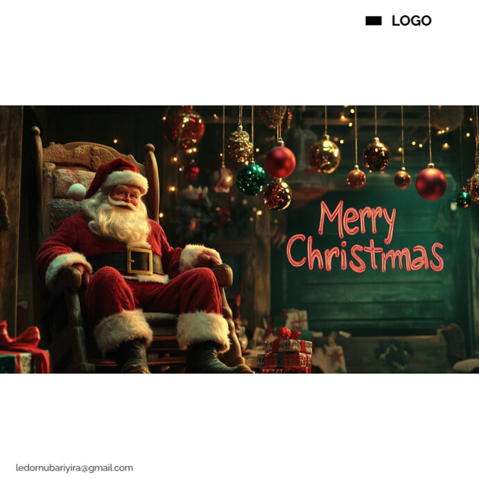 Copy of White Merry Christmas post with Santa cluz | PosterMyWall