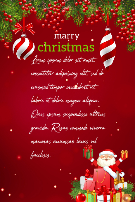 White Merry Chritmas Santa Letter Poster Template | PosterMyWall