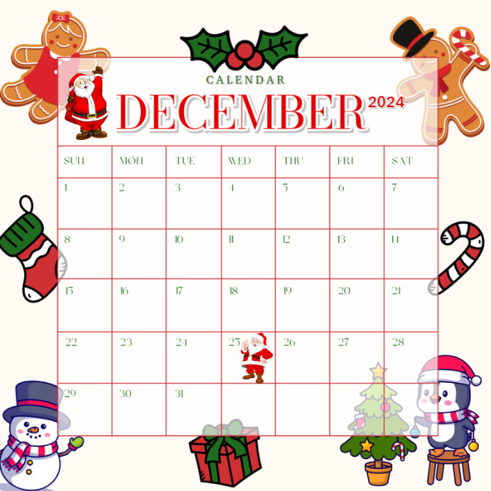 Copy of White Minimal December Calendar Instagram Post 2024 | PosterMyWall