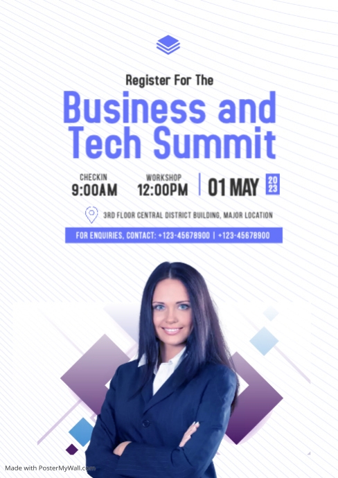 Minimalist Business & Technology summit Template | PosterMyWall