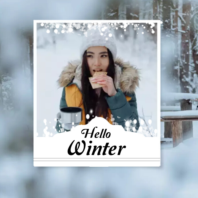 white mix snow hello winter template | PosterMyWall