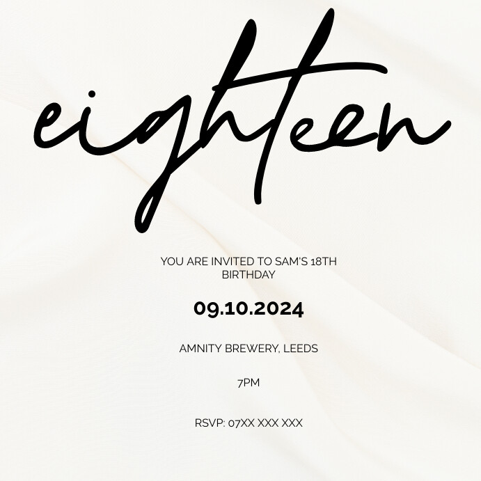 White Modern & Minimal 18th Birthday Poster I Templat | PosterMyWall