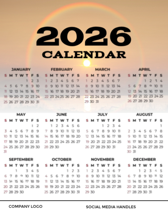 White Modern & Minimal 2026 Calendar Instagram Portrait Template ...