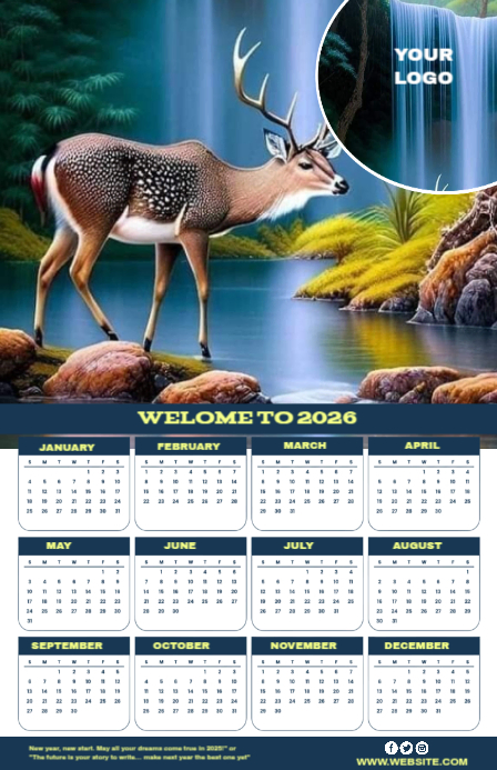 White Modern & Minimal 2026 Calendar Template Design Tabloid | PosterMyWall
