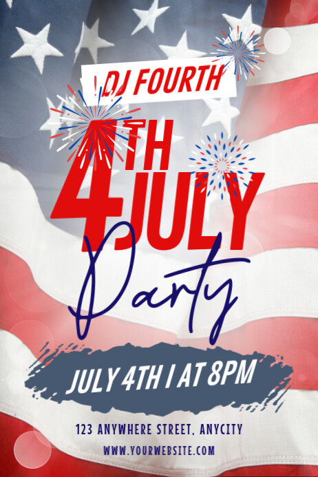 White Modern & Minimal 4th Of July Party Poster Template | PosterMyWall