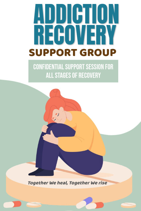 White Modern & Minimal Addiction Recovery Support Poster Template ...