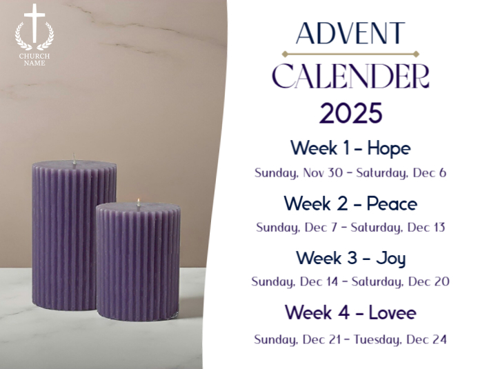 White Modern & Minimal Advent Calendar 2025 Church Catholic Countdown ...