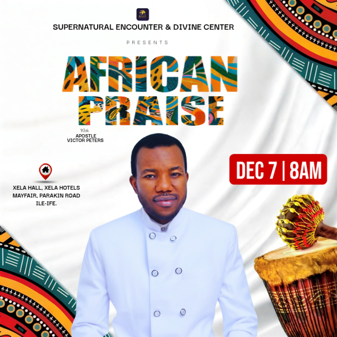 White Modern & Minimal African Praise service Flyer Instagram Post ...