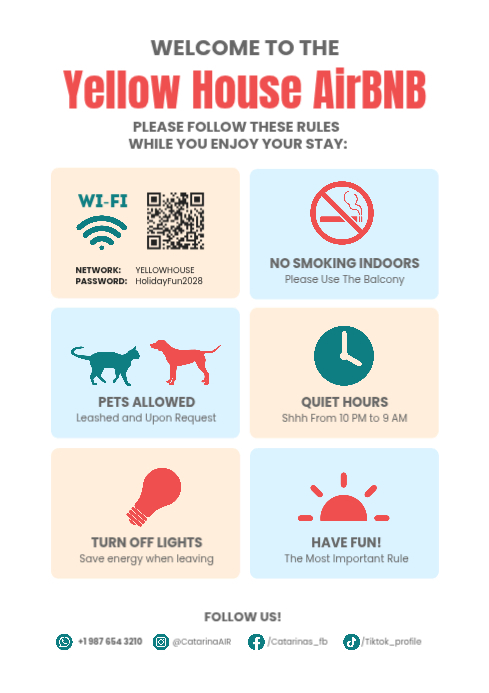 White Modern & Minimal Airbnb House Rules A4 Template | PosterMyWall