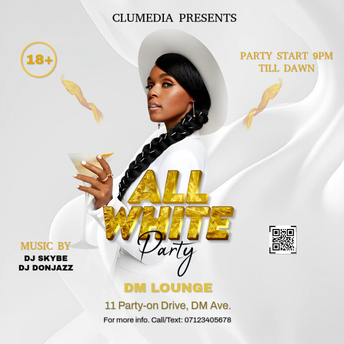 White Modern & Minimal All White Party Instagram Post Template ...