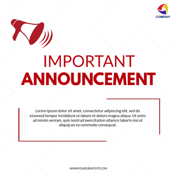 White Modern & Minimal Announcement Post Instagram Post Template ...