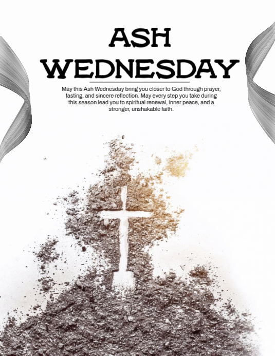 White Modern & Minimal Ash Wednesday Flyer Template | PosterMyWall