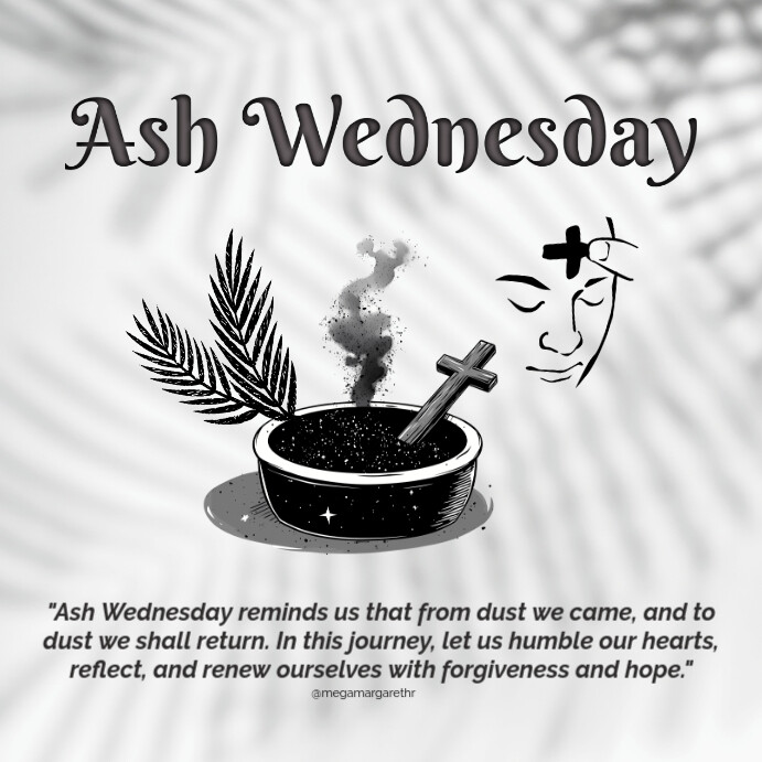 White Modern & Minimal Ash Wednesday Pos Instagram Template | PosterMyWall
