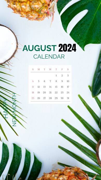 Copy of White Modern & Minimal August Calendar Digita | PosterMyWall