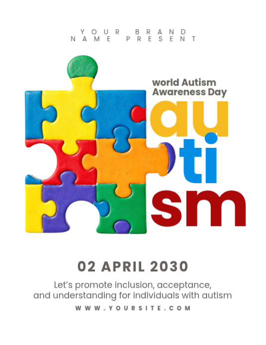 White Modern & Minimal Autism Awareness Flyer Template | PosterMyWall
