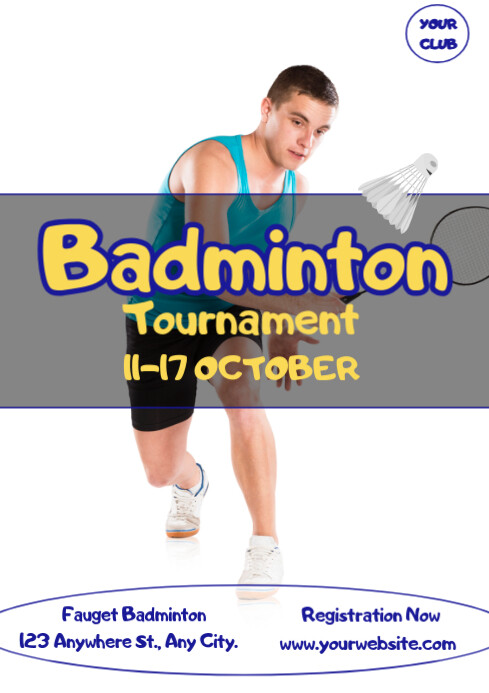 White Modern & Minimal Badminton Tournament A2 Template | PosterMyWall