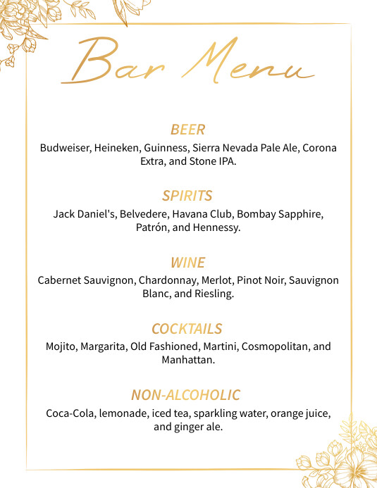 White Modern & Minimal Bar Menu Flyer (us Let Template | PosterMyWall