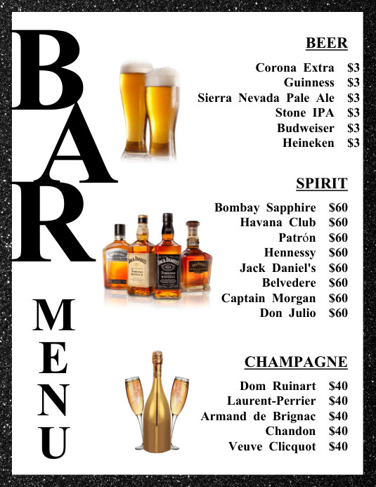 Copy of White Modern & Minimal Bar Menu Flyer (us Let | PosterMyWall