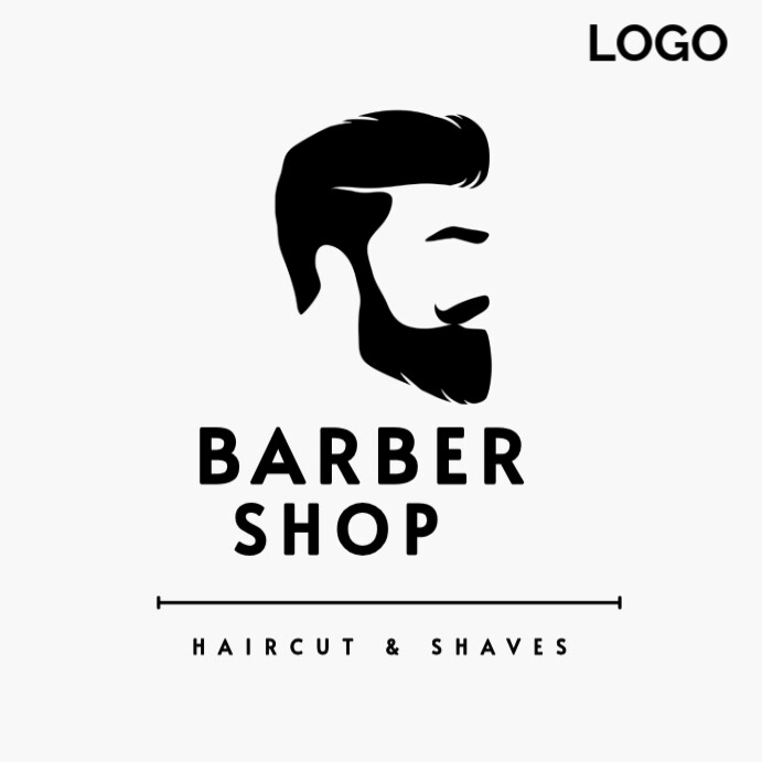 White Modern & Minimal Barber Shop Logo Design Instagram Post Template ...