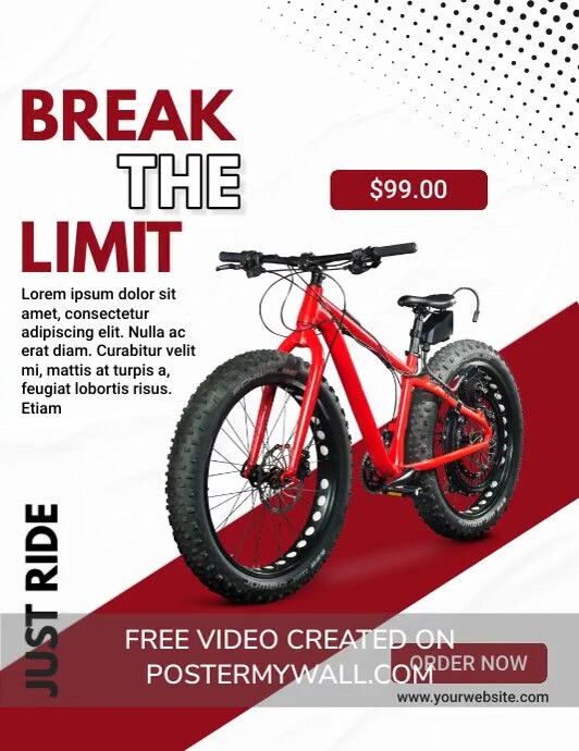 Copy of White Modern & Minimal Bike Flyer (us Letter) | PosterMyWall