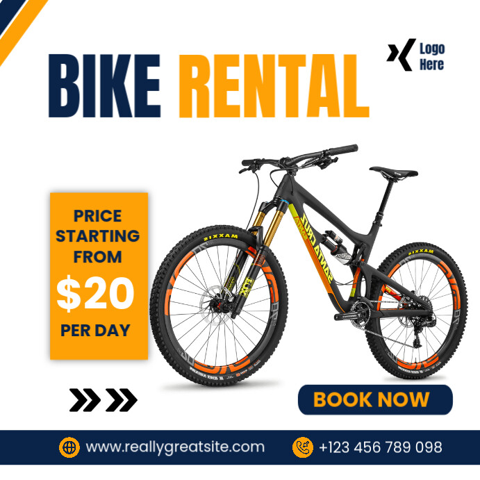 White Modern & Minimal Bike Rental Poster Template Instagram Post ...
