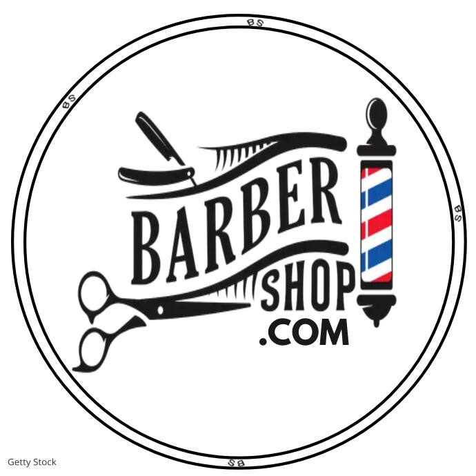 White Modern & Minimal Black Barber Shop Log Template | PosterMyWall