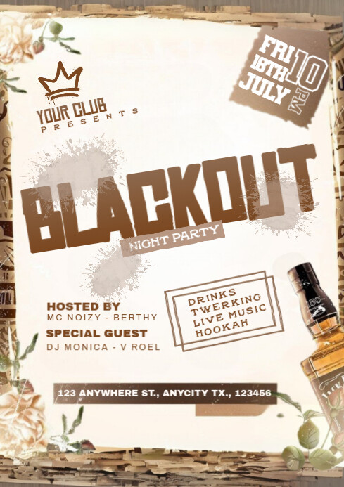 White Modern & Minimal Blackout Night Party A4 Template | PosterMyWall